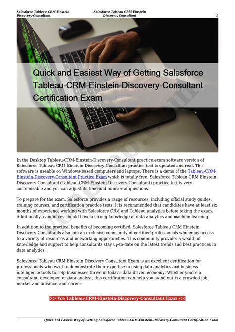 Ppt Quick And Easiest Way Of Getting Salesforce Tableau Crm Einstein Discovery Consultant