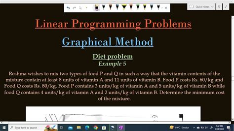 Lpp17 Linear Programming Problems Diet Problem Graphical Method