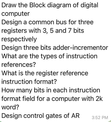 Solved Draw The Block Diagram Of Digital Computer Design A Chegg Com