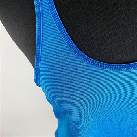 Z By Zella Tiny Tech Tank Top Womens S Blue Micro Striped Racerback