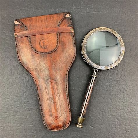 Antique Vintage Brass Henry Hughes Desk Magnifier Magnifying Glass T
