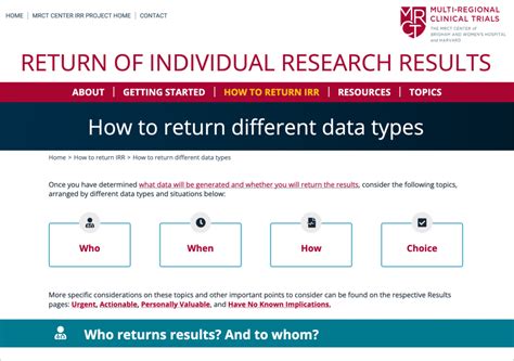 Return Of Individual Research Results How To Return Different Data Types The Multi Regional