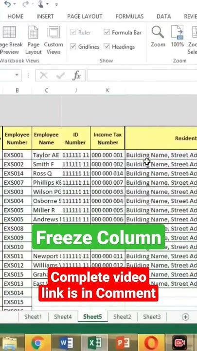 Freeze Column In Excel Excelforbegginers Exceltutorial Exceltips