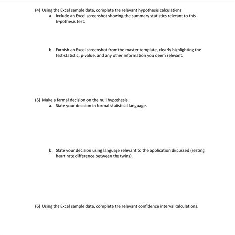 4 Using The Excel Sample Data Complete The