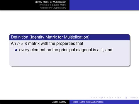 math 1300 section 4 5 inverse of a square matrix ppt