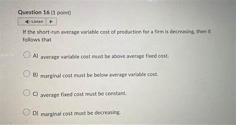solved question 16 1 ﻿point listenif the short run average