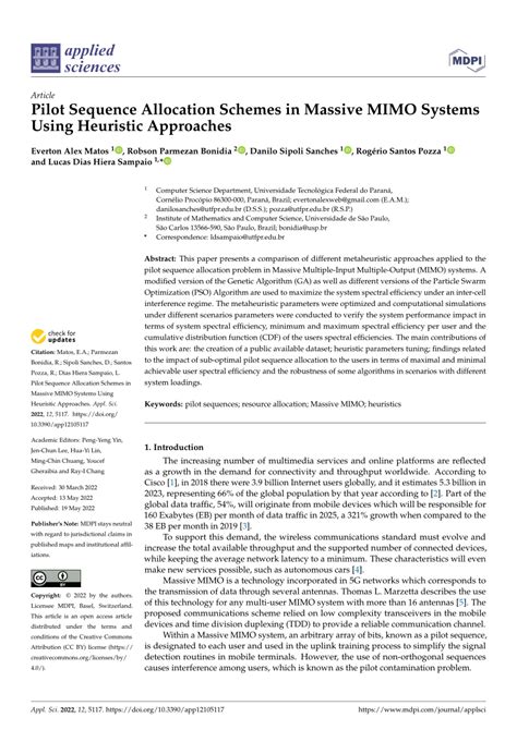 pdf pilot sequence allocation schemes in massive mimo systems using