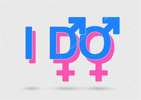 Same Sex Marriage Concept With Overlapped Gender Symbols For Two Males And Two Females Stock