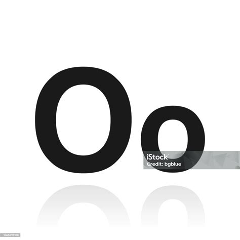 문자 O 대문자와 소문자 흰색 배경에 반사된 아이콘 개념에 대한 스톡 벡터 아트 및 기타 이미지 개념 검은색 공란