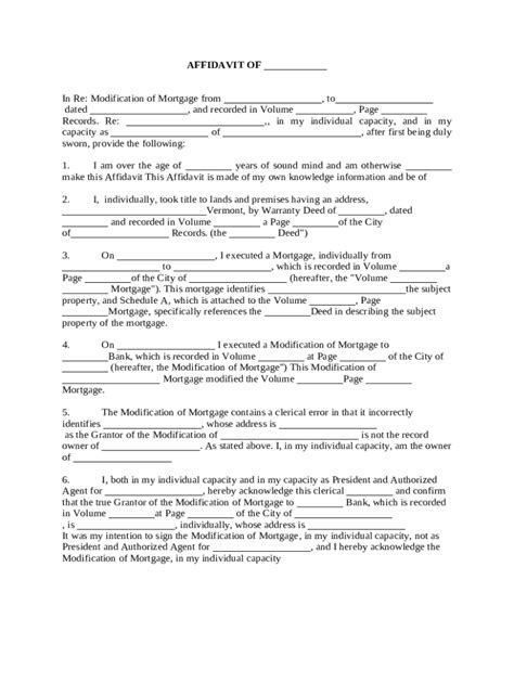 Scriveners Affidavit For Modification Of Mortgage Doc Template Pdffiller