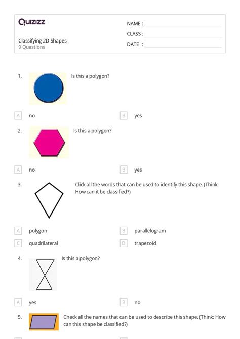50 Classifying Shapes Worksheets For 3rd Year On Quizizz Free And Printable