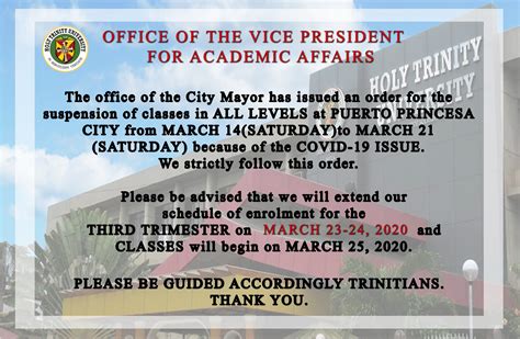 Suspension Of Classes In All Levels Official Website Of Holy Trinity