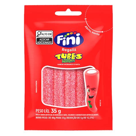 Bala Fini Regaliz Sabor Morango E Nata Tubes Azedinhos 35g Rissul Online