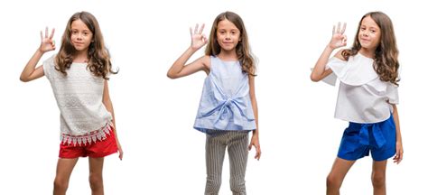 손과 손가락으로 Ok 사인을 하 고 긍정적인 미소 격리 된 배경 위에 히스패닉 어린 아이 콜라주 성공적인 식입니다 구도에 대한