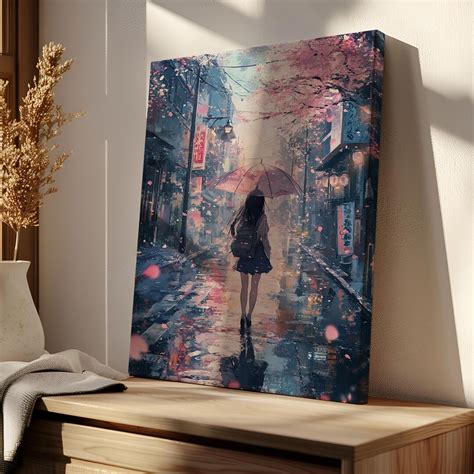 Tokyo Anime Canvas Print Japanese Cityscape Wall Art Etsy
