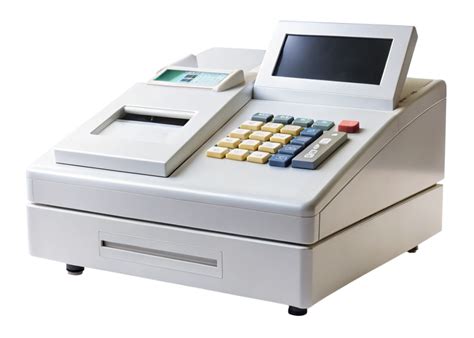 Modern Electronic Cash Register With Display Screen And Keypad