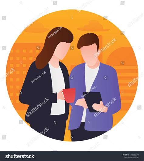 Male Female Showing Icon Break Time Stock Vector Royalty Free 1206983077 Shutterstock