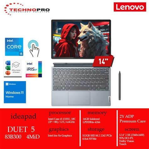 Promo Lenovo Ideapad Duet Iru Mid Intel Core I U Iris Xe Gb Gb Ssd Windows