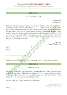 Example Of Self Declaration Form Templates Formats