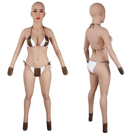 Silicone BodySuit Man To Women Fake Boobs And Vagina With Head Arms Breast Forms E Cup