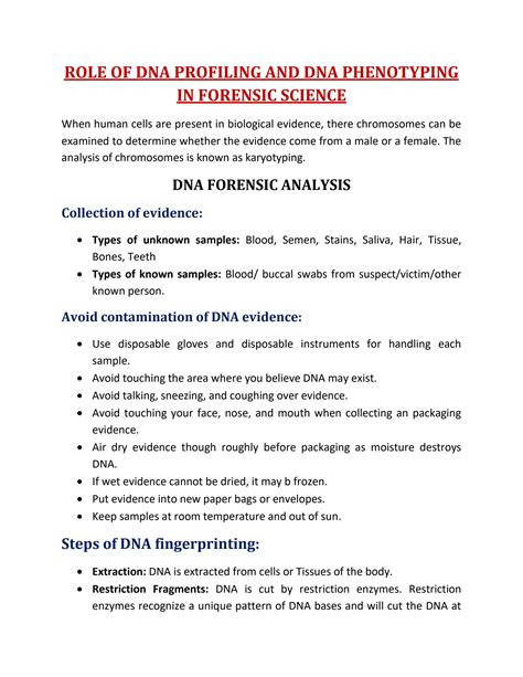 SOLUTION Role Of Dna Profiling And Dna Phenotyping In Forensic Science Converted Studypool
