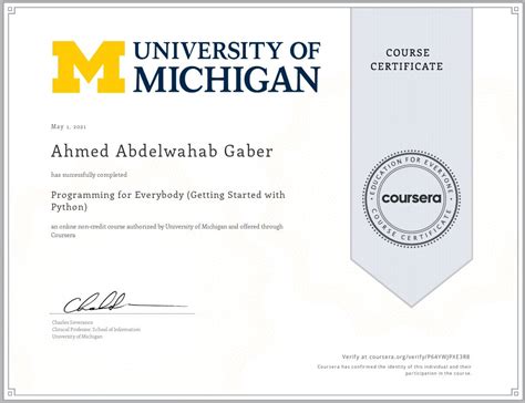 Ahmed Abdelwahab On Linkedin Pythonprogramming Coursera Universityofmichigan