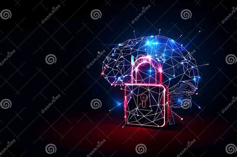 Exploring The Intersection Of Technology And Security Through A Digital Brain And Padlock