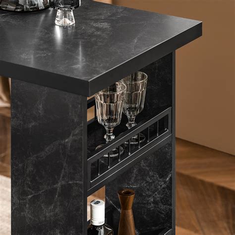 Sobuy Fwt100 Sch Table De Bar Avec 3 Étagères Avec Surfaces De