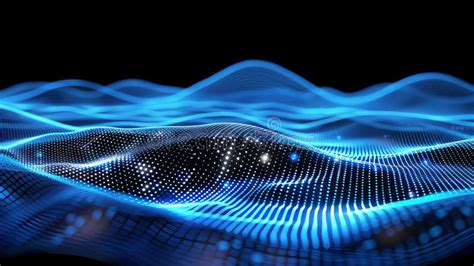 Abstract Blue Digital Waves Background Data Visualization Concept Stock Illustration