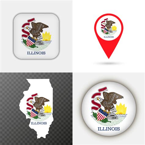 Set Of Illinois State Flag Vector Illustration 15260664 Vector Art At