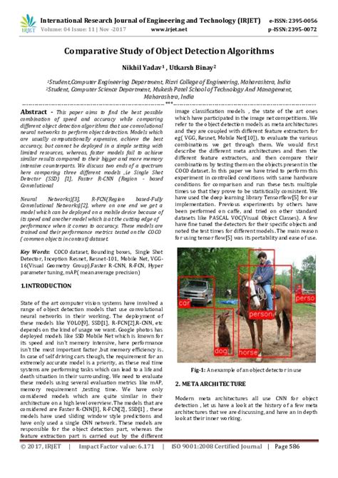(PDF) Comparative Study of Object Detection Algorithms