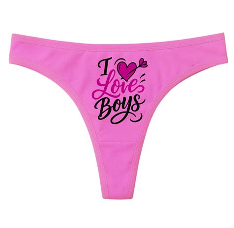 Damen String Tanga Mit I Love Boys Fashionelles