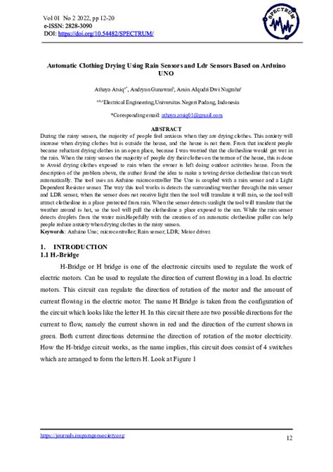 Pdf Automatic Clothing Drying Using Rain Sensors And Ldr Sensors Based On Arduino Uno
