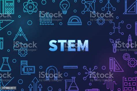 Science Technology Engineering And Math Colored Horizontal Frame Stock