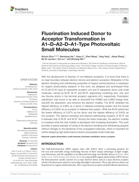Pdf Fluorination Induced Donor To Acceptor Transformation In A1da2
