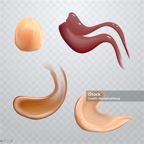 사실적인 화장품 크림 얼룩 세트 다른 바디 색상의 스킨 케어 제품 로션 스미어 는 투명 배경에 벡터 텍스처를 분리합니다 0명에 대한 스톡 벡터 아트 및 기타 이미지 Istock