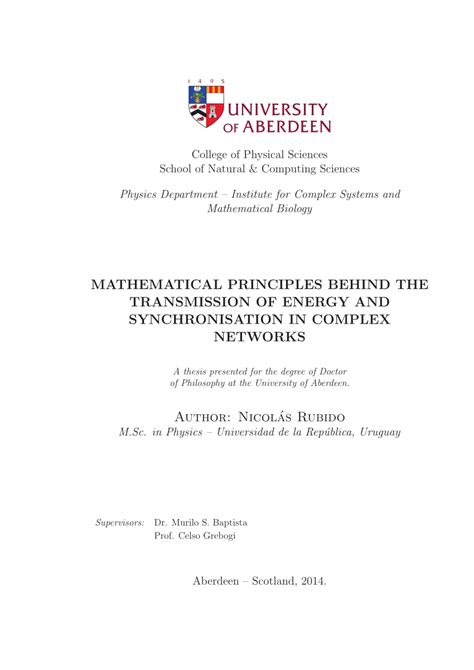 Pdf Energy Transmission And Synchronization In Complex Networks Mathematical Principles