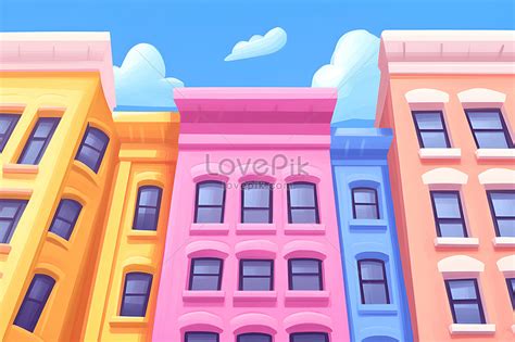 다채로운 도시 건물 일러스트 무료 다운로드 Lovepik
