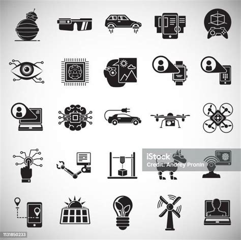 미래 기술 아이콘 그래픽 및 웹 디자인에 대 한 흰색 배경에 설정 현대 간단한 벡터 기호 인터넷 개념입니다 웹사이트 디자인 웹 버튼 또는 모바일 앱에 대 한 최신 유행