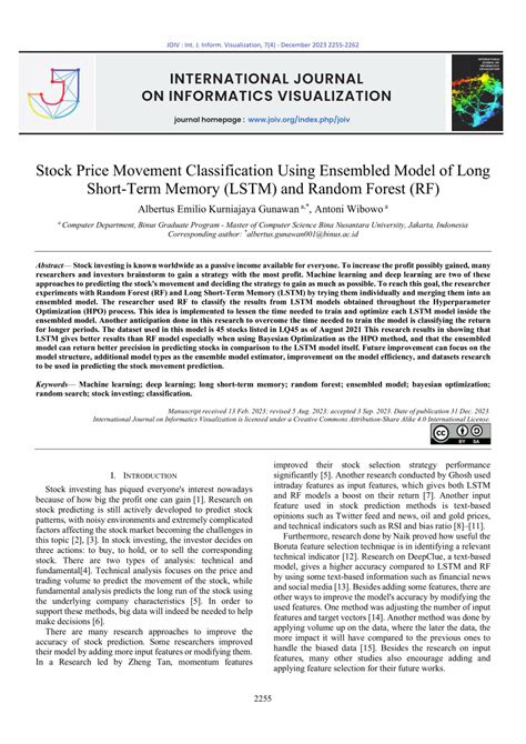 Pdf Stock Price Movement Classification Using Ensembled Model Of Long Short Term Memory Lstm