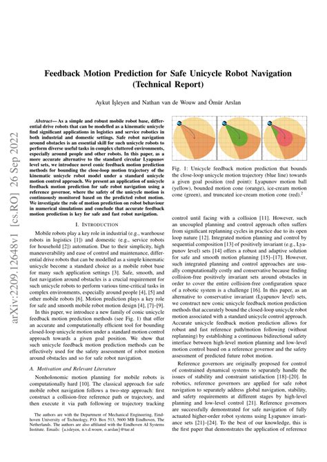 Pdf Feedback Motion Prediction For Safe Unicycle Robot Navigation