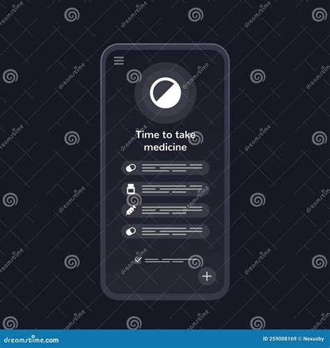 Pill Reminder App Mobile Ui Design Stock Vector Illustration Of Element Antibiotic 259008169