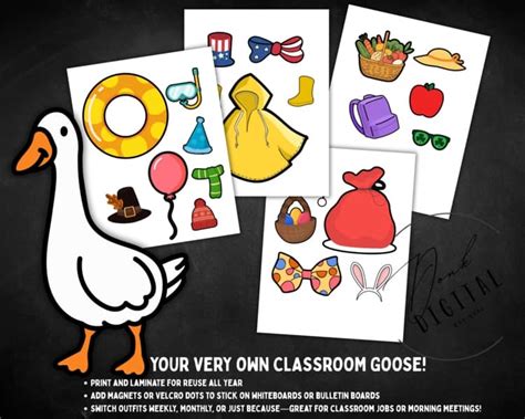 Printable Class Goose With Holiday Outfits 5x8 Goose By Donk Digital