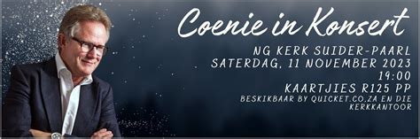 Book Tickets For Coenie In Konsert