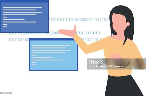 Girl Showing Binary Coding Stock Illustration Download Image Now