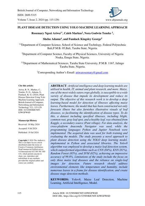 pdf plant disease detection using yolo machine learning approach