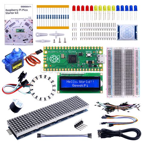 Raspberry Pi Pico Breadboard Kit Led Pack Resistor Half Sized Breadboard Jumper Wire Pack Buzzer