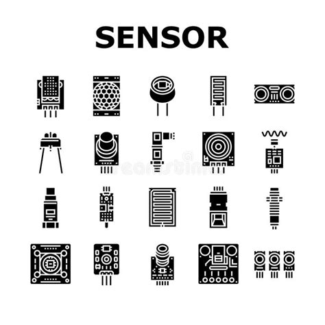 Sensor Module Iot Infrared Icons Set Vector Stock Vector Illustration