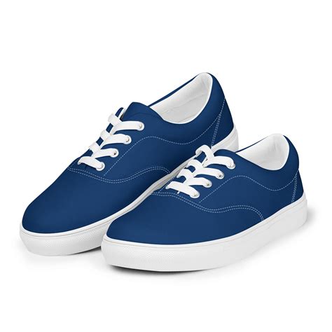 Mens Navy Blue Canvas Shoes Versatile Lace Up Navy Blue Canvas