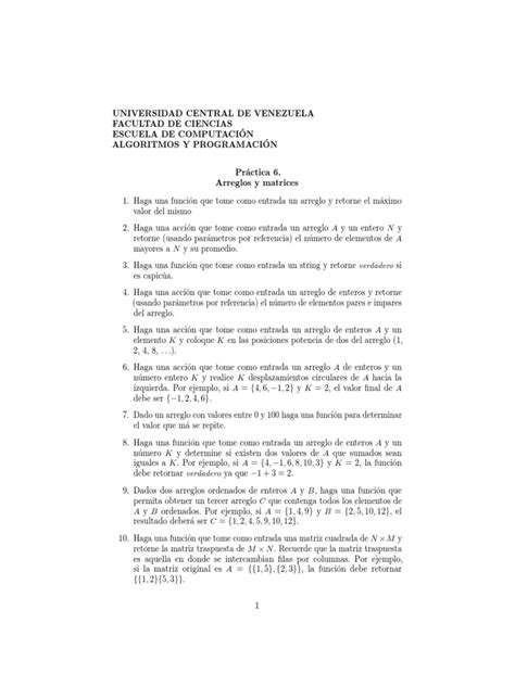 Práctica 6 Arreglos Y Matrices Pdf Matriz Matemáticas